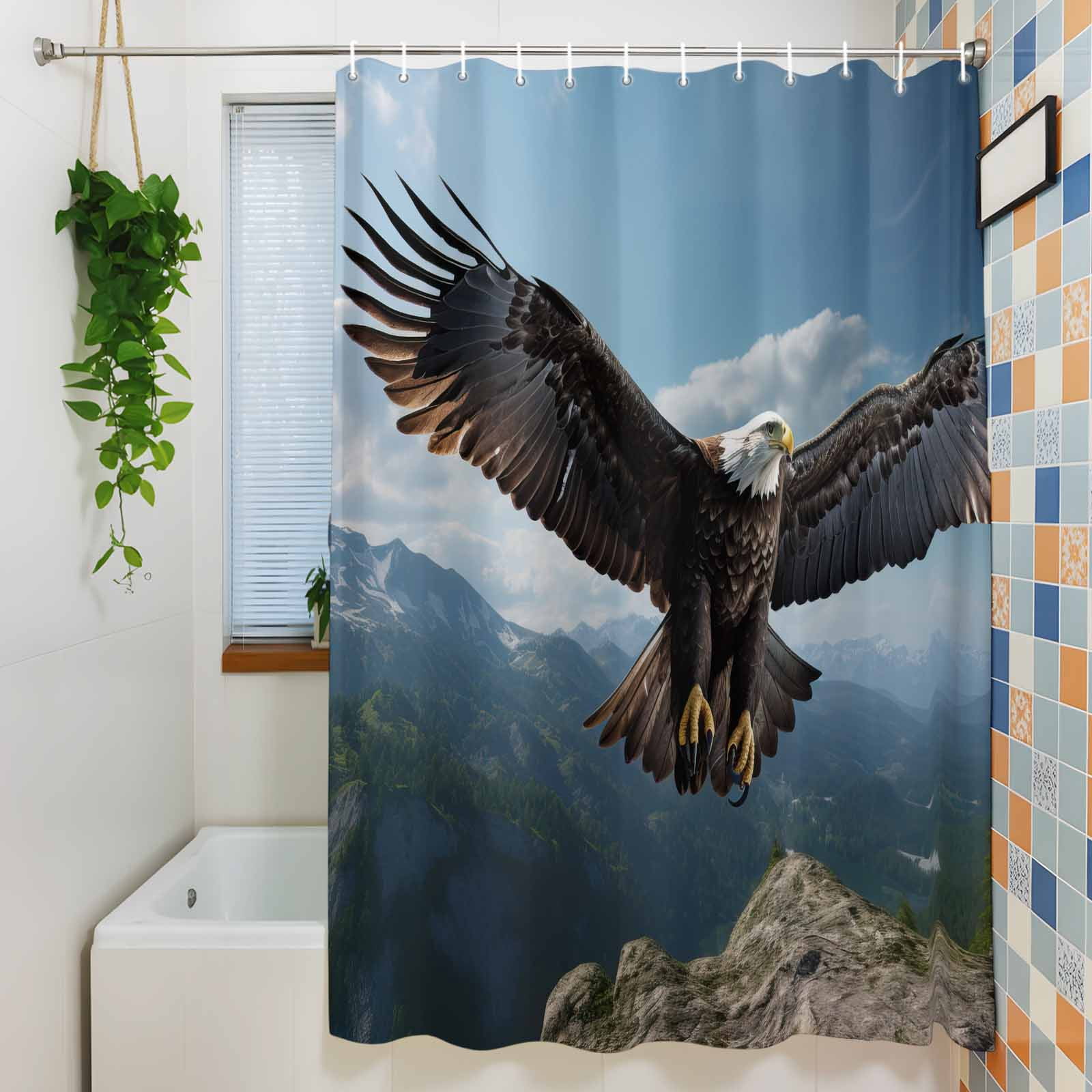Bald Eagle Soaring Above Mountains Wild Birds Shower Curtain for ...