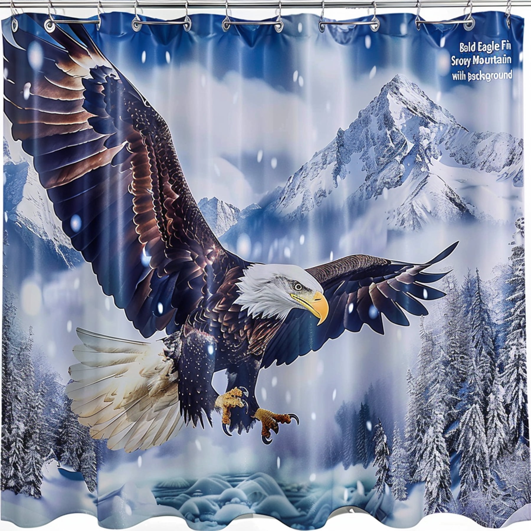 Bald Eagle Soaring in Snowy Mountain Landscape Shower Curtain with ...
