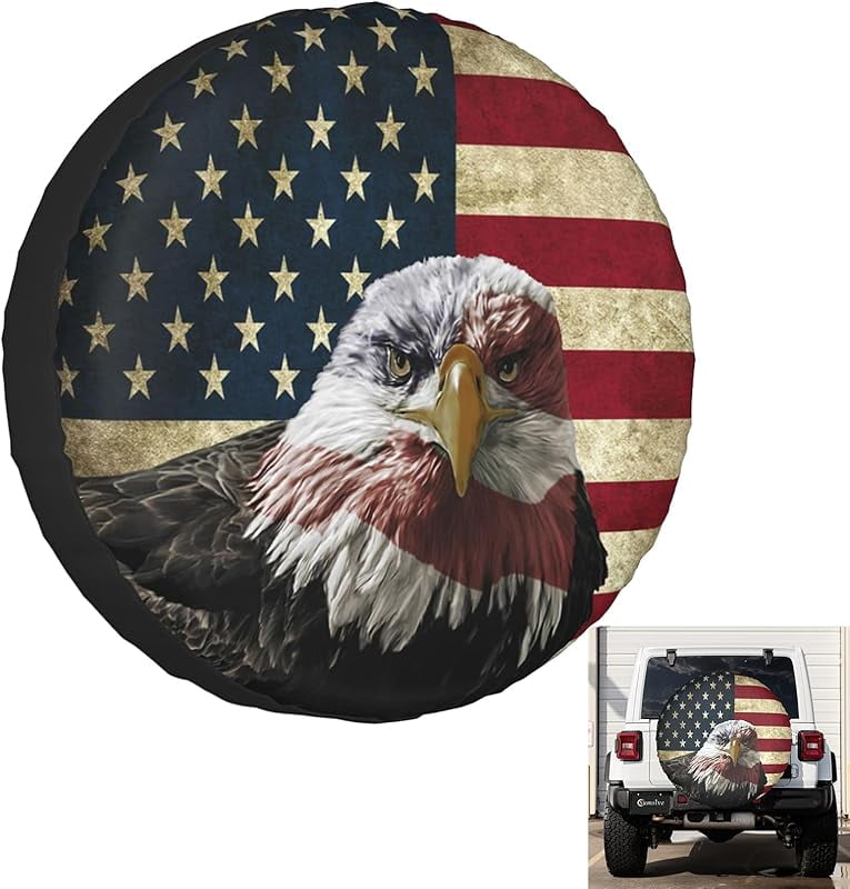 Bald Eagle Spare Tire Cover Wheel Covers for RV Tires Camper American ...