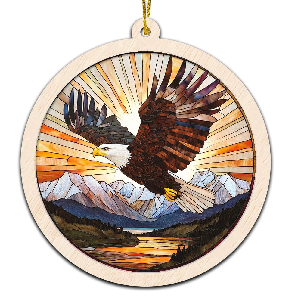 Bald Eagle Stained Glass Suncatcher Ornament – Text Christmas 2025 Tree ...