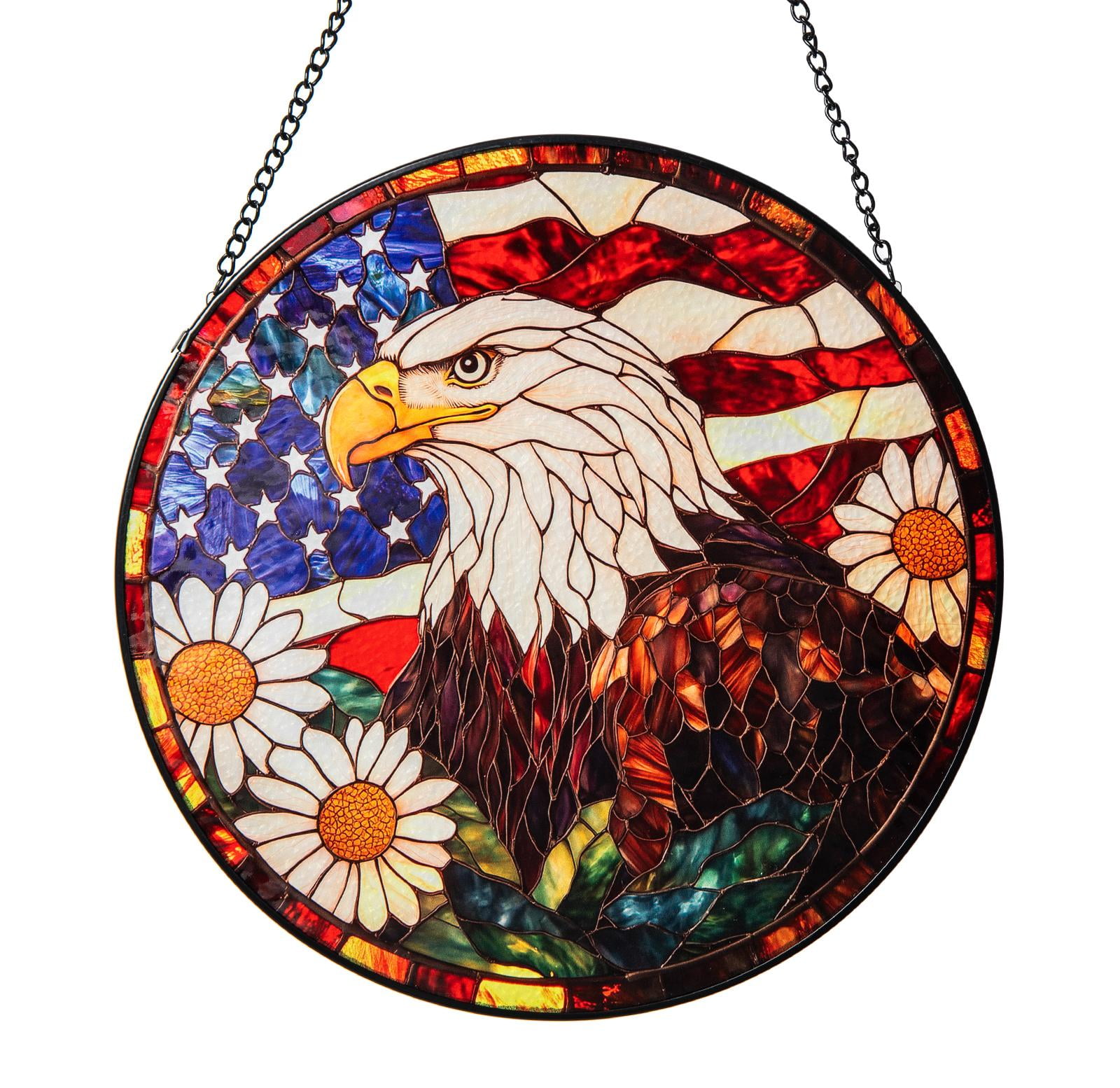 Bald Eagle Suncatchers for Windows Hanging Kit, Beauty and Vibrant Colors Bald Eagle Stained ...