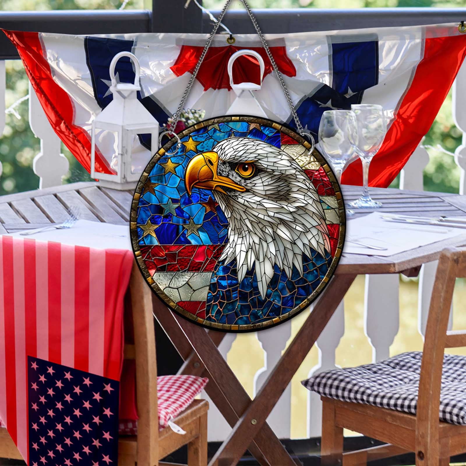 Bald Eagle Suncatchers for Windows Hanging Kit, Beauty and Vibrant ...