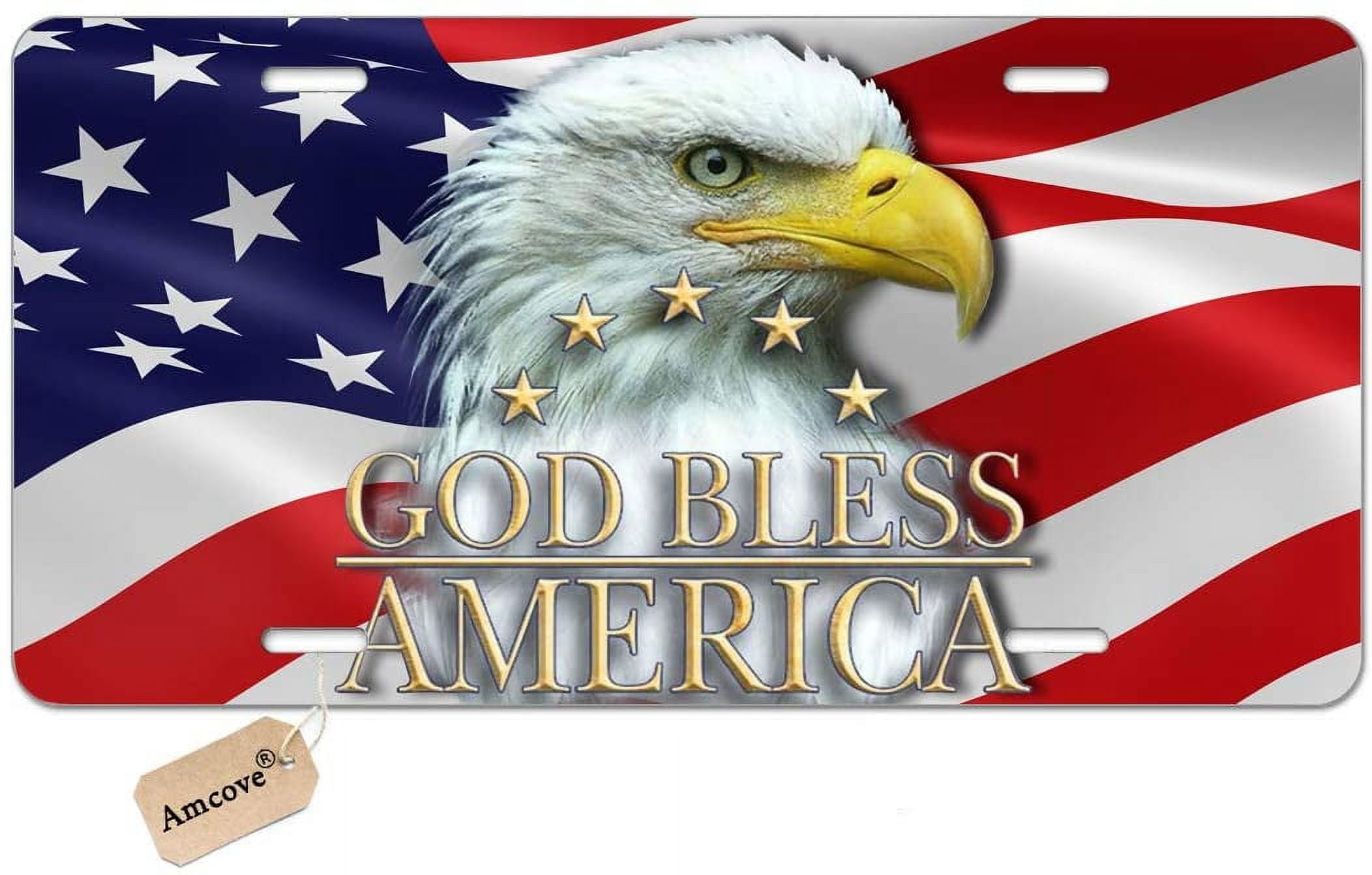Bald Eagle USA Flag License Plate,American Flags with Letter God Bless ...