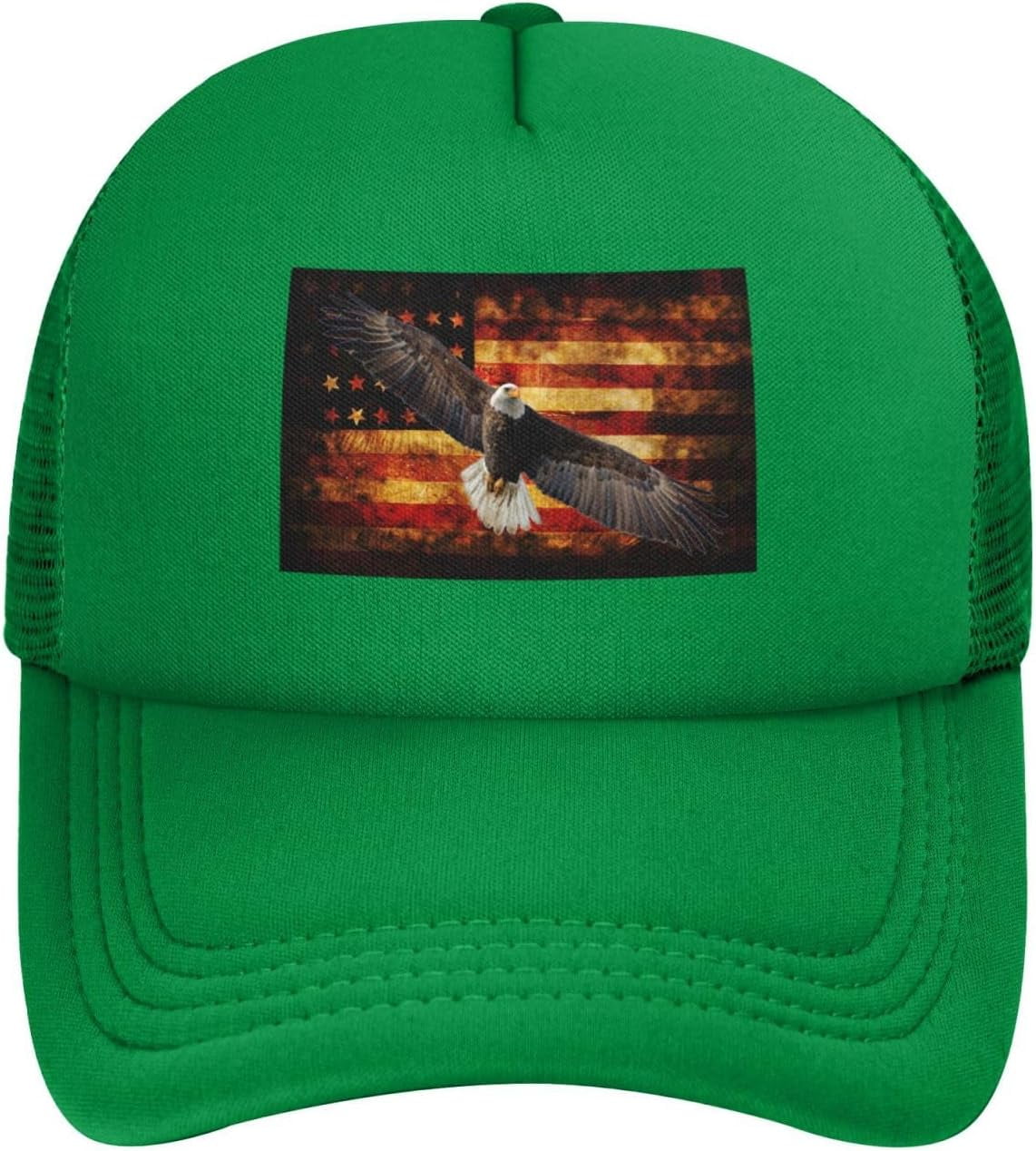 Bald Eagle USA Flag Trucker Hat High Crown Mesh Back Trucker Hat ...