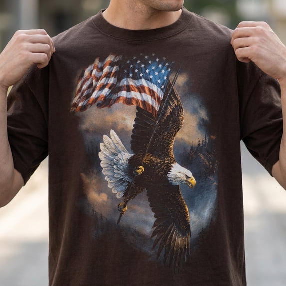 Bald Eagle Vintage 90s Graphic Style Tshirt, Retro American Flag Faded ...