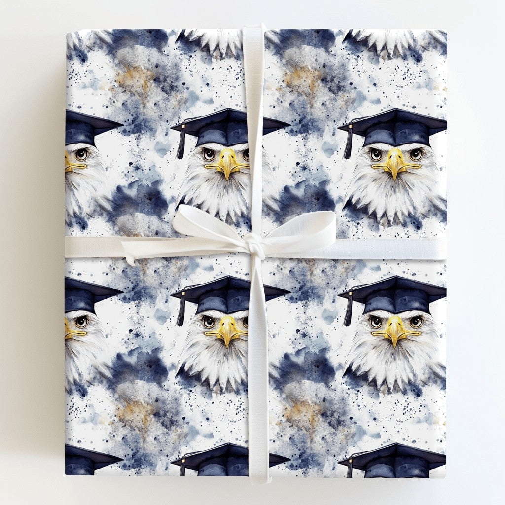 Bald Eagle Wearing Graduation Cap Watercolor Graduation Gift Wrapping ...
