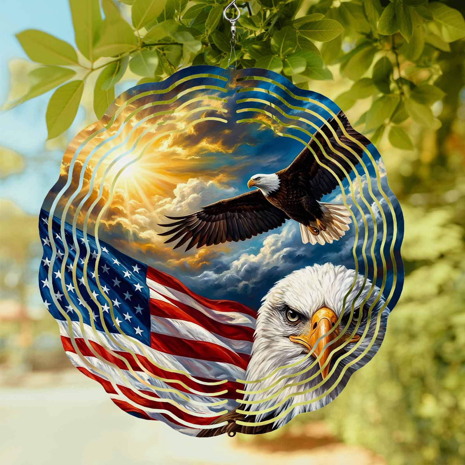 Bald Eagle Wind Spinner for Garden Yard 12In, Independence Day American ...
