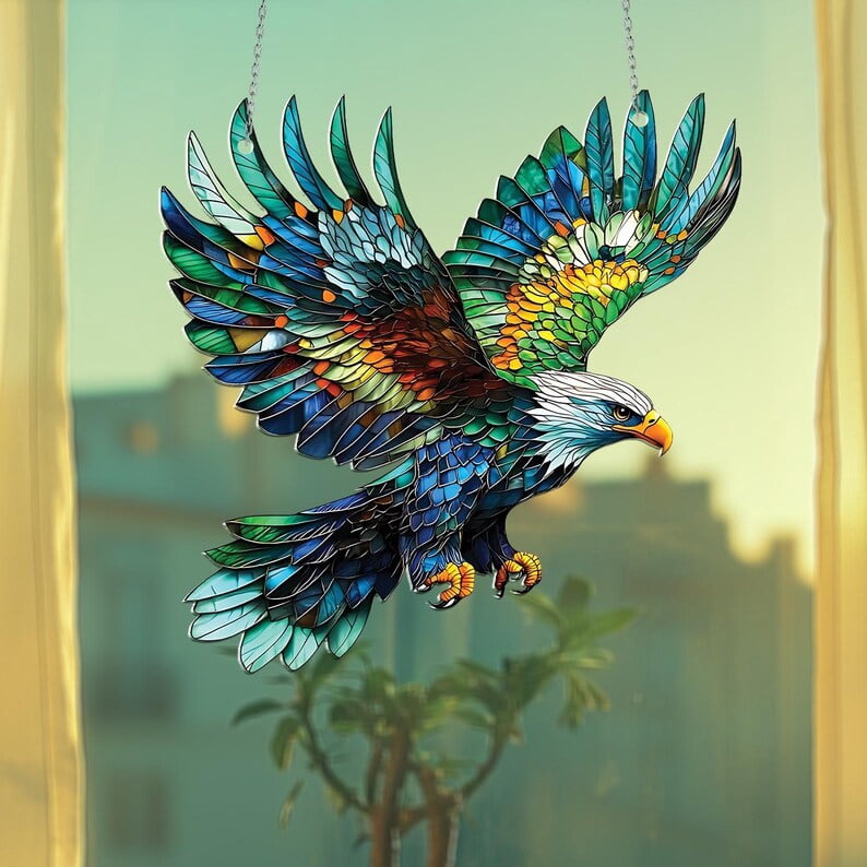 Bald Eagle Window Hanging Acrylic, Patriotic Sun Catcher, American ...