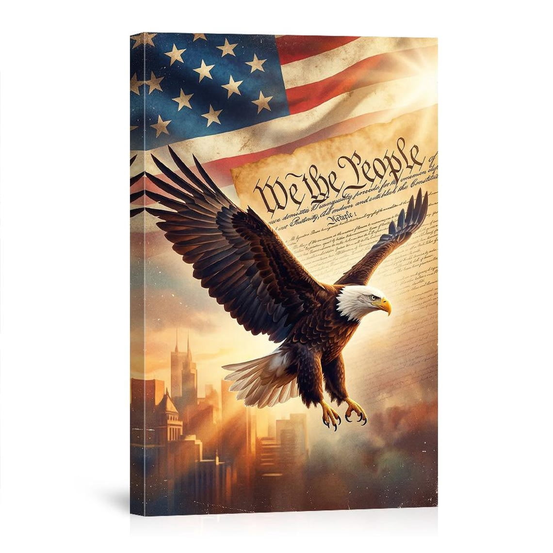 Bald Eagle With American Flag And Constitution US History For Living ...
