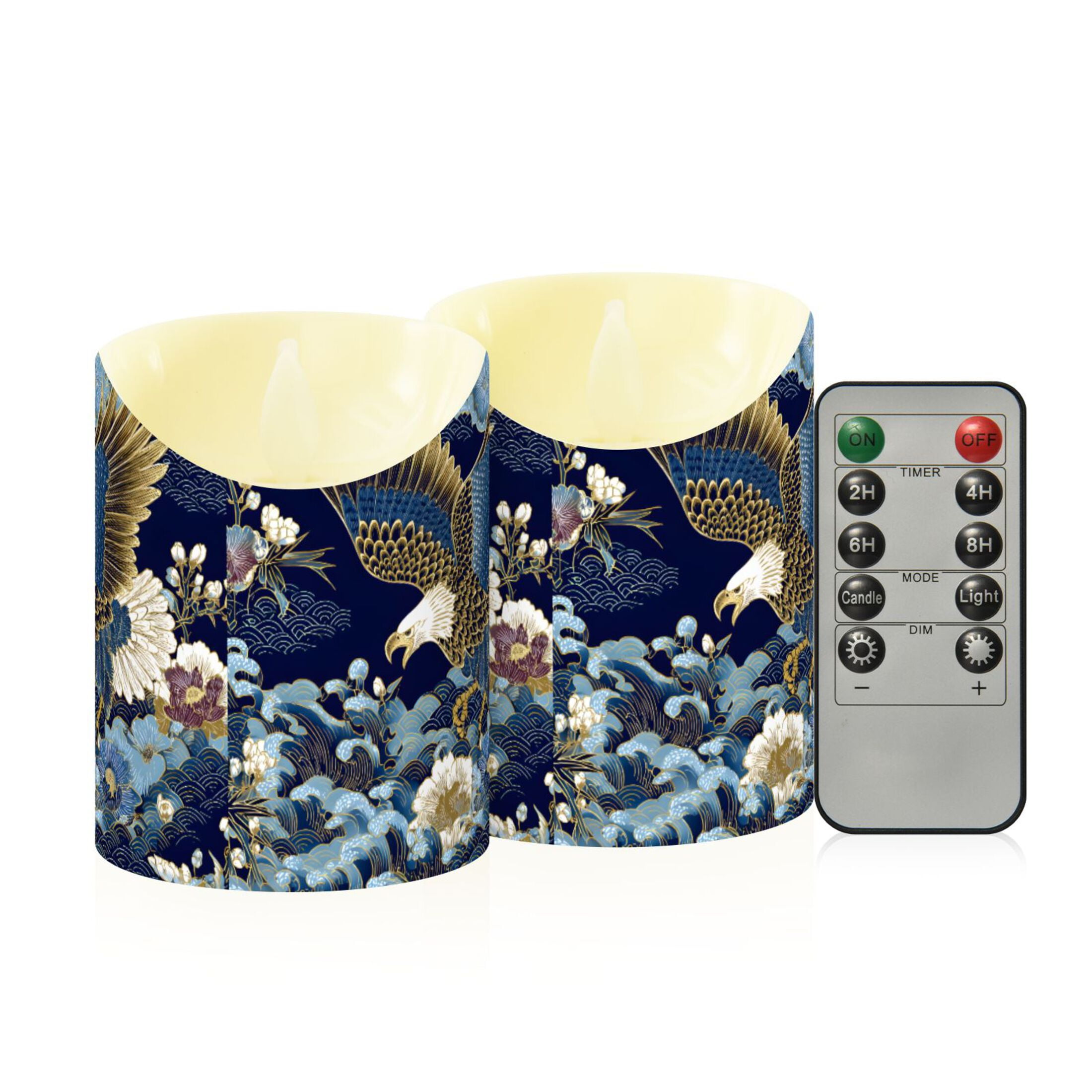 Bald Eagle with Blooms Flameless Candles 2 PCS with Remote Realistic ...