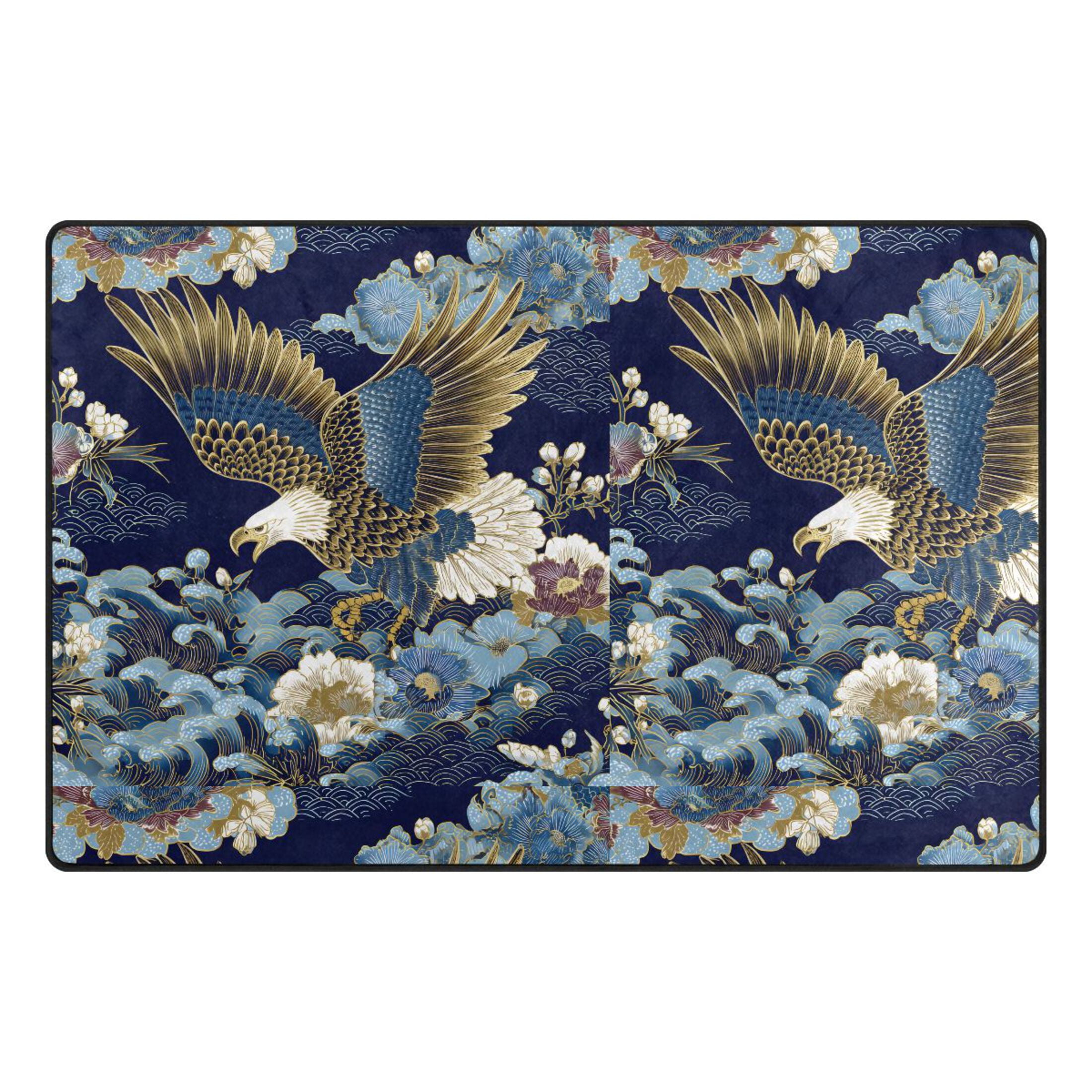 Bald Eagle with Blooms Memory Foam Area Rug 31"x20" Non Slip, Absorbent ...