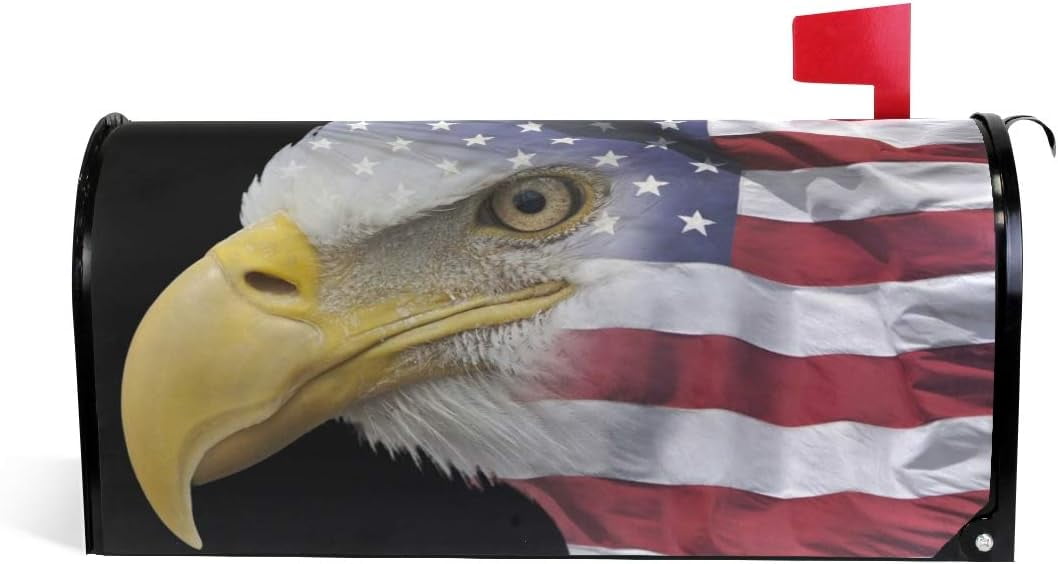 Bald Eagle with US Flag Magnetic Mailbox Cover Standard Size for Garden ...