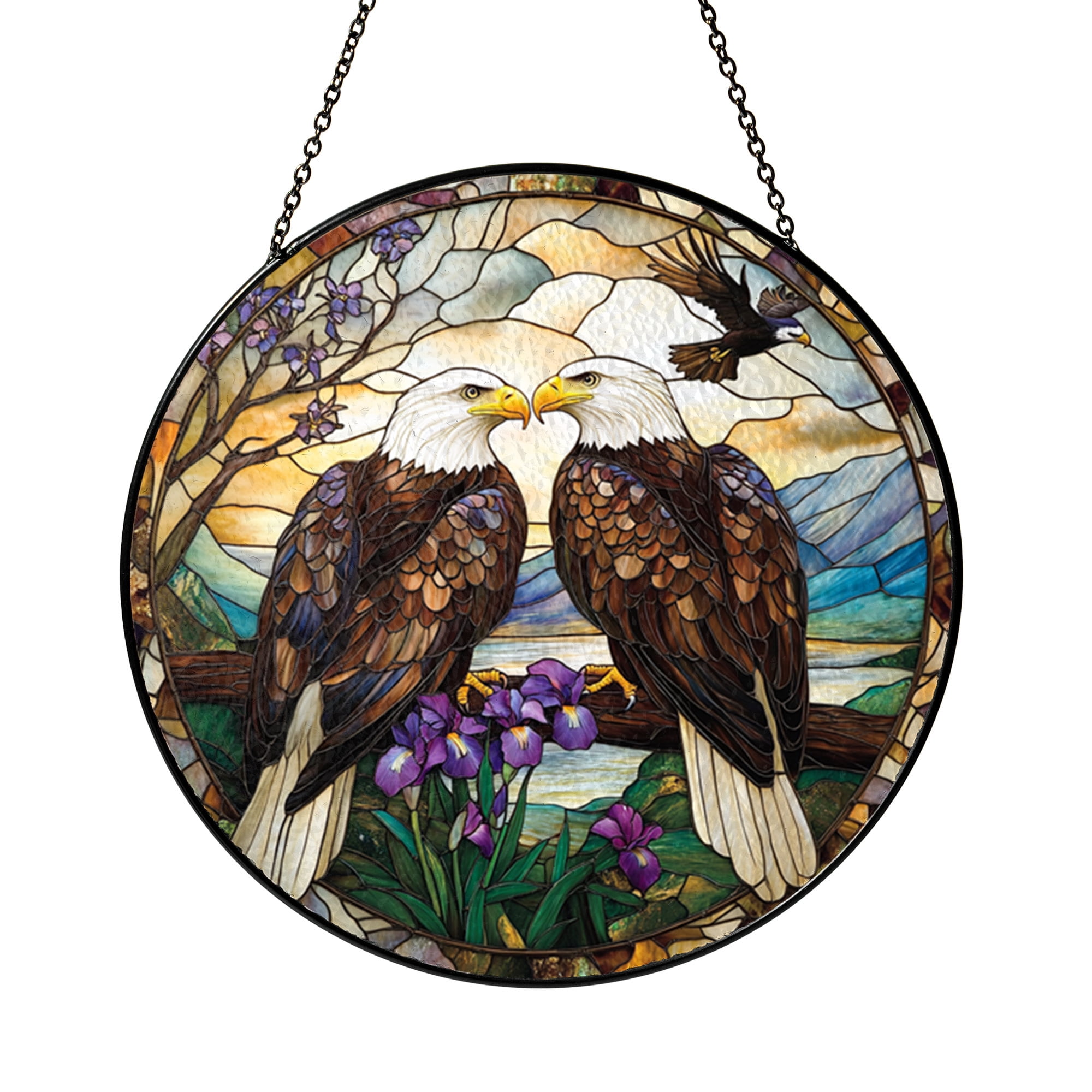 Bald Eagles Sunset Stained Glass Style Window Suncatcher, Wildlife ...