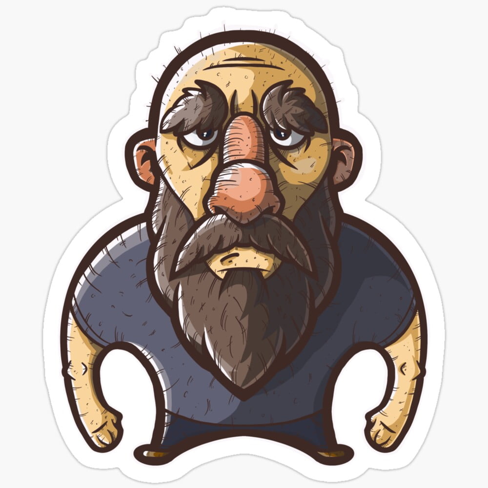 Bald Grumpy Beard Stickerphone Decal Water Bottle Stickers, Vinyl ...