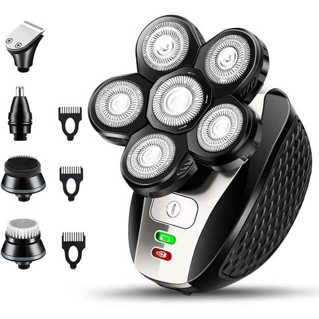 Bald Head Shaver,5 in 1 Electric Shaver for Men 6 Blade Bald Head Razor ...