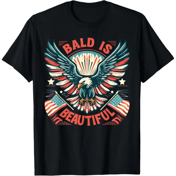Bald Is Beautiful 4th of July Independence Day Unisex T-Shirt, for men ...