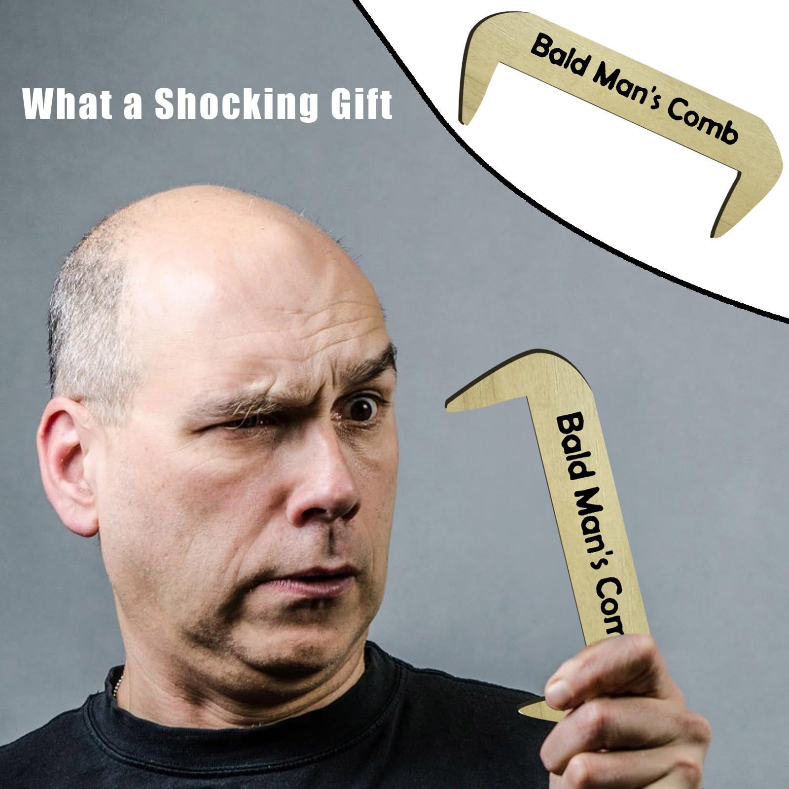 Bald Man Comb Novelty Wooden Hairbrush Unique Funny Idea For Hairless ...