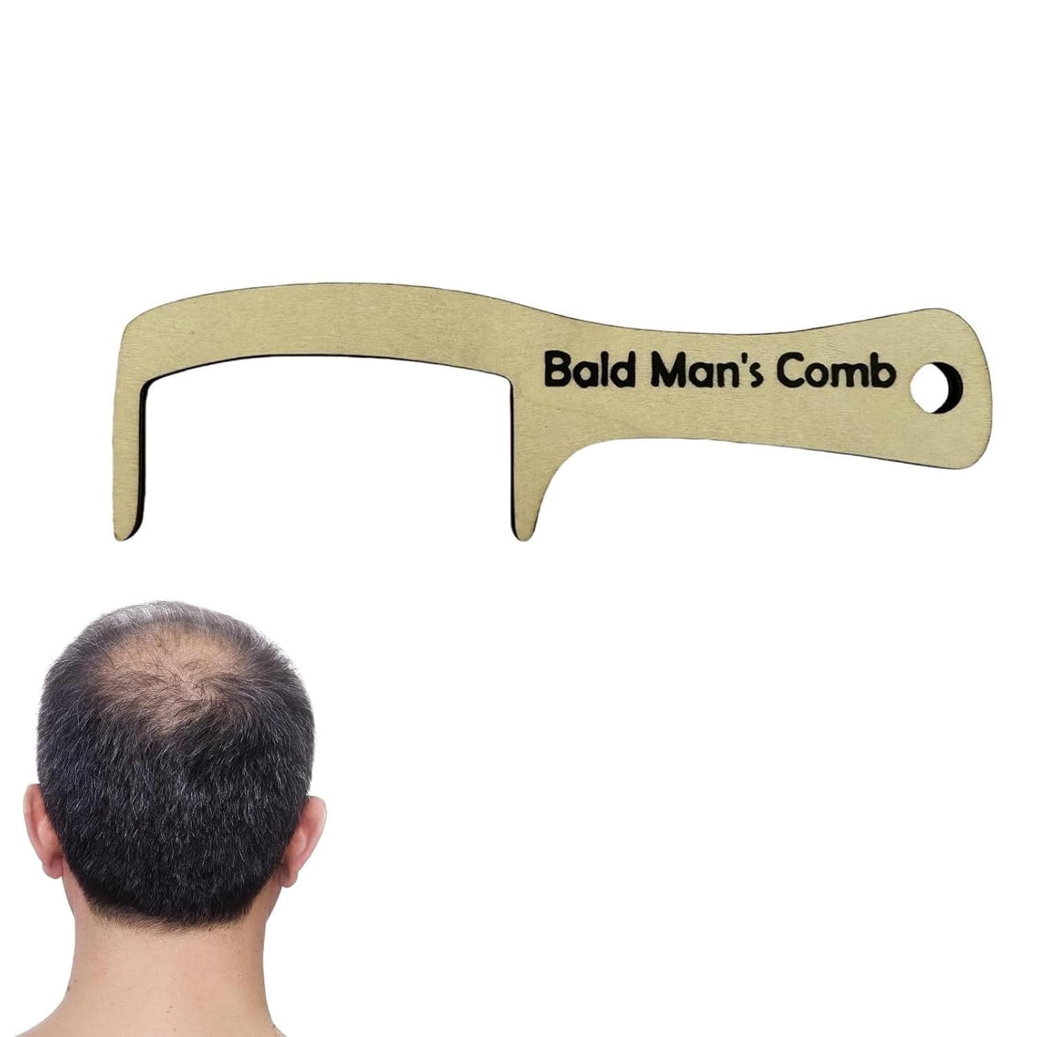 Bald Man Joke Gift Set - Funny Wooden Combing Brush and Toothless Comb ...