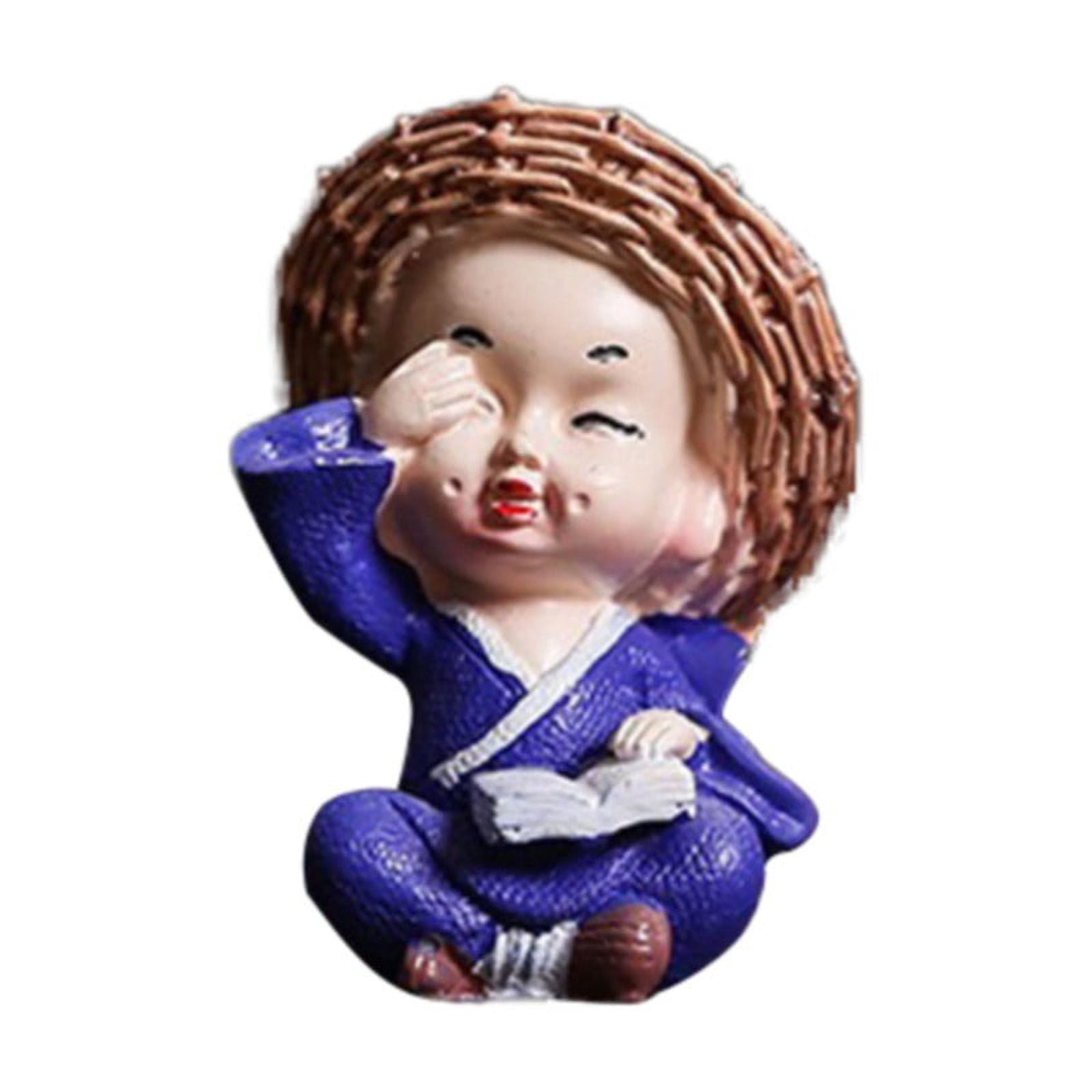 Bald Monk Statue Ceramic Monk Ornament for Home Decor Zen Meditation ...