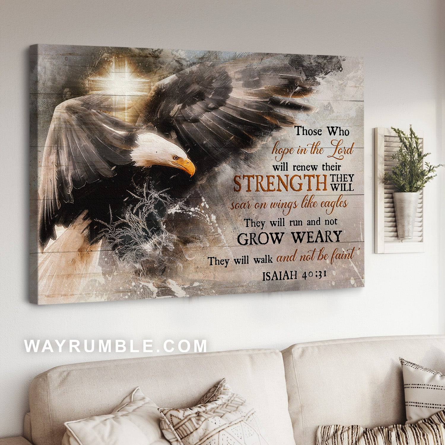 Bald eagle Cross symbol They will walk and not be faint Jesus Landscape ...