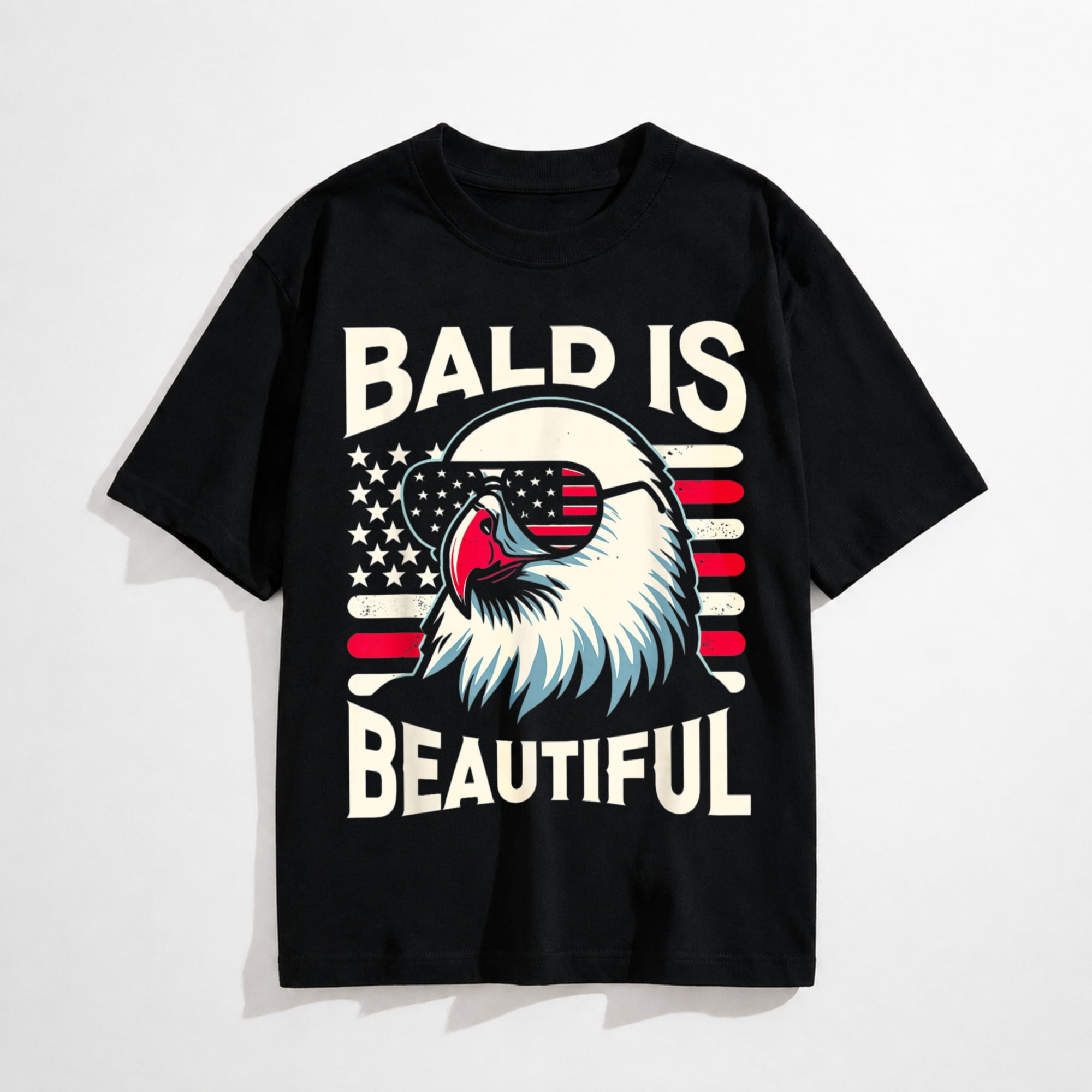 Bald is Beautiful 4th of July USA Patriotic Funny Bald Eagle T-Shirt ...