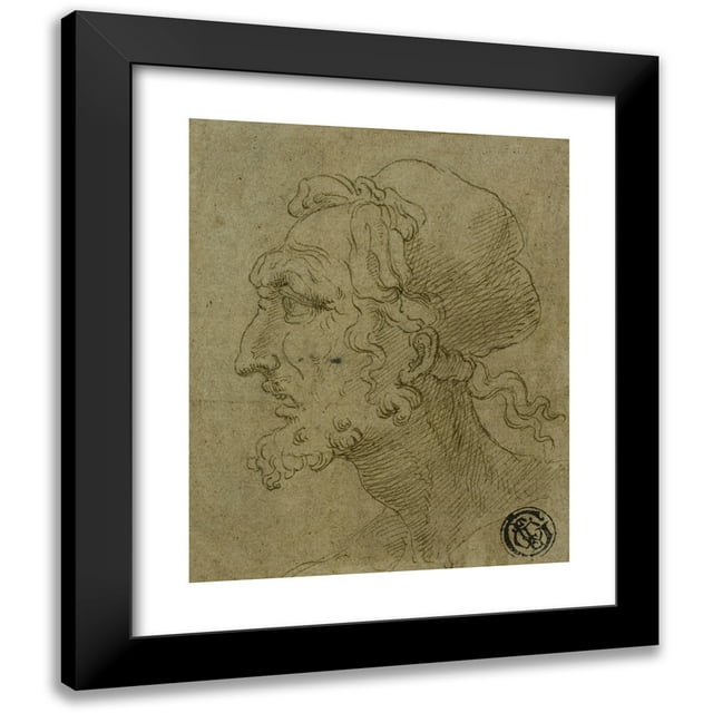 Baldassare Peruzzi 15x18 Black Modern Framed Museum Art Print Titled Male Head In Profile
