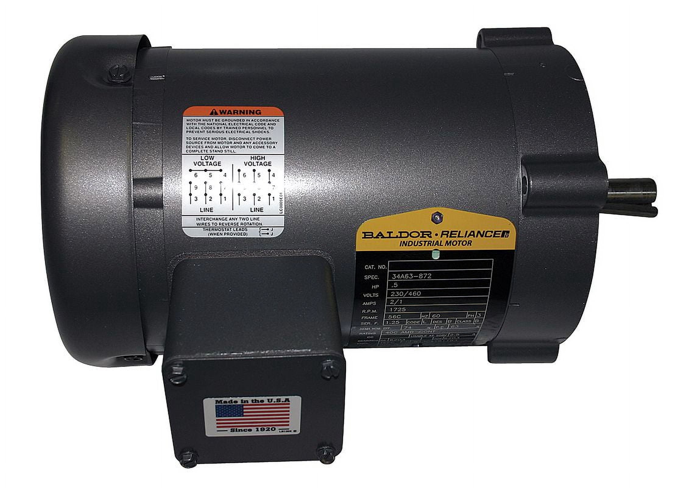 Baldor-Reliance GP Motor,1/2 HP,3,450 RPM,230/460V,56C VM3537 - Walmart.com