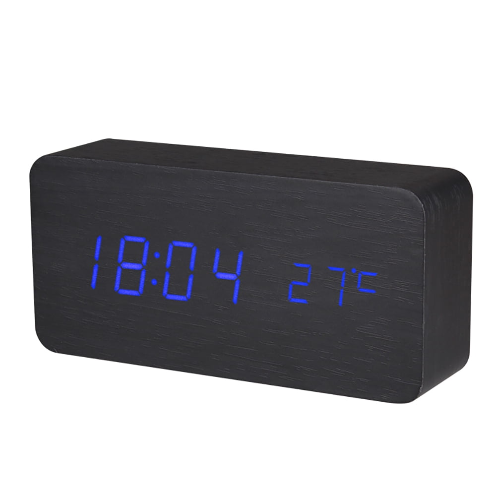 Baldr Digital Wooden Alarm Clock, Black - Walmart.com