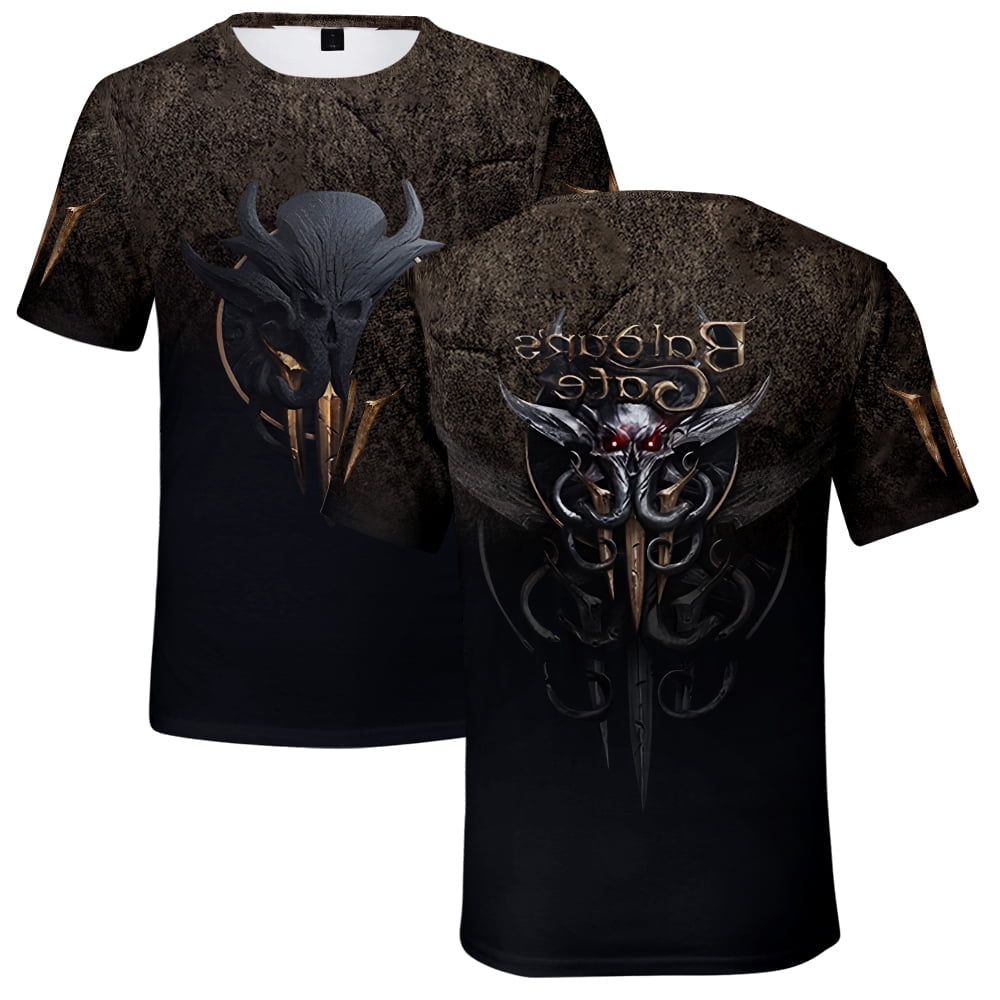 Baldur's Gate 3 Game Merch T-shirt 3D Printed Logo Short Sleeves Casual ...