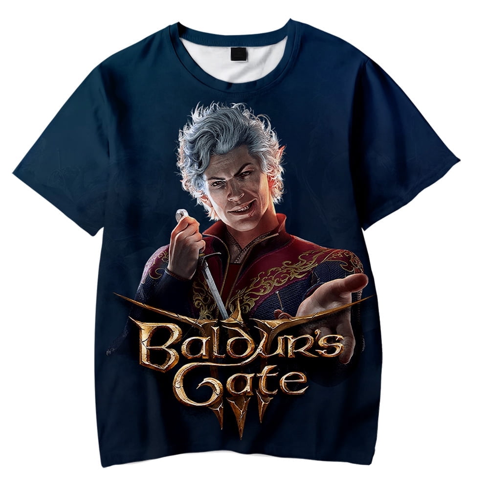 Baldur's Gate III Merch T-shirt Fashion Print Logo Short Sleeve Unisex ...