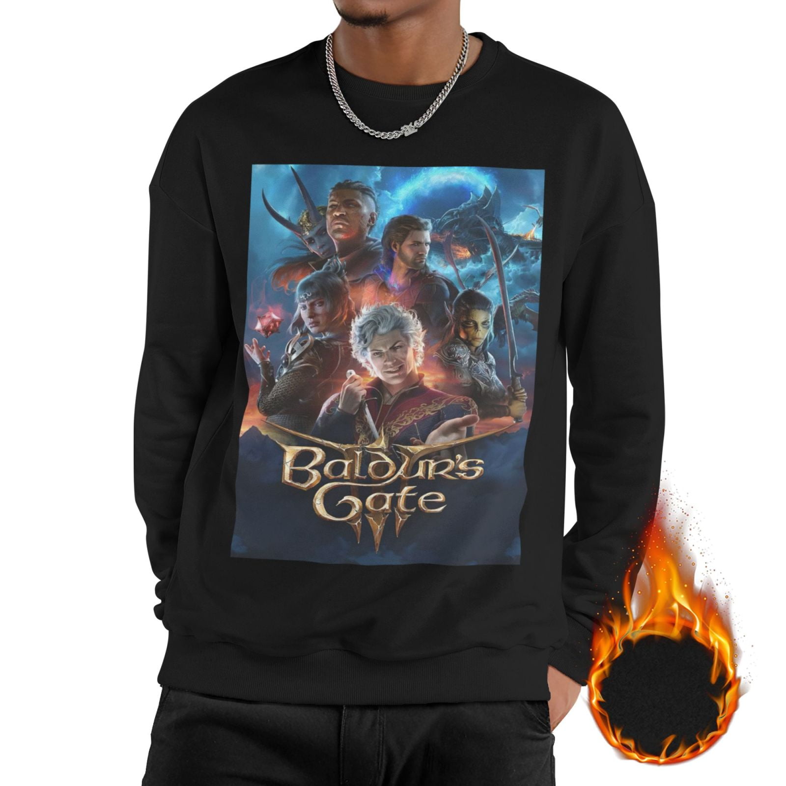 Baldur's Gate Men's Fleece Crewneck Sweatshirt Casual Pullover ...