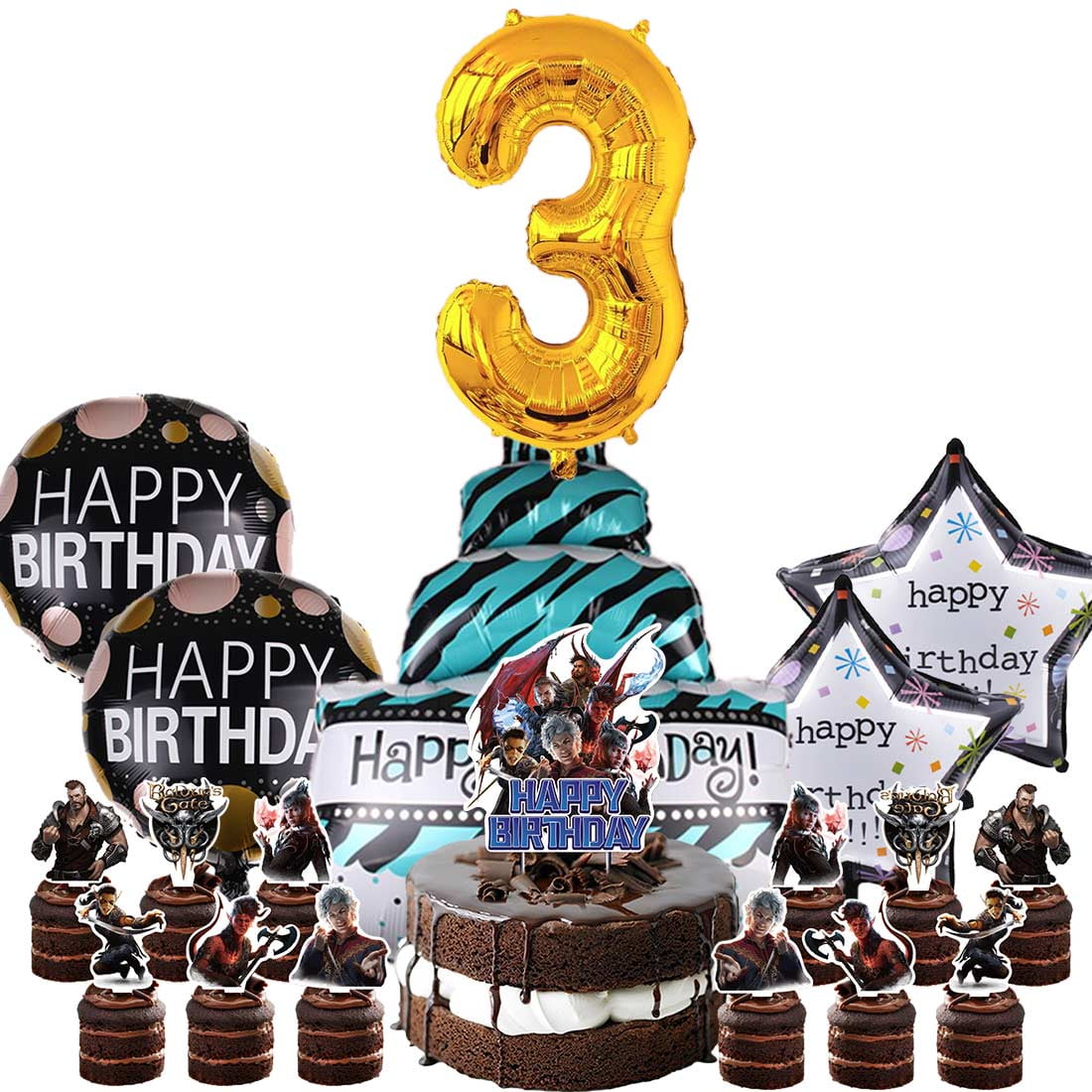 Baldur's Gate Party Supplies 3rd Decor Kit Balloons Birthday Cake ...