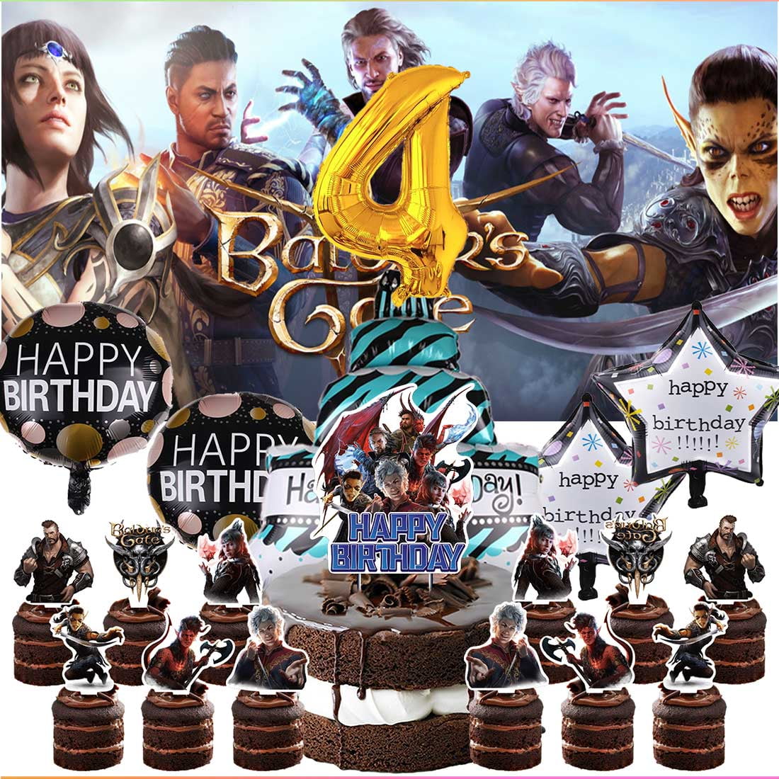 Baldur's Gate Party Supplies Decor 4th Kit Balloons Birthday Cake ...
