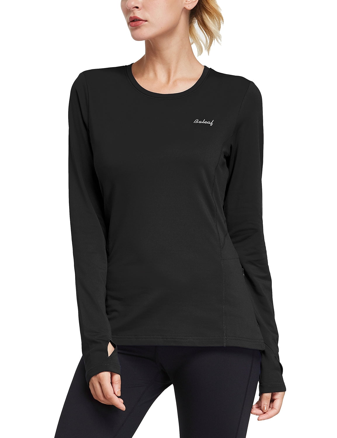 Baleaf Women's Thermal Fleece Tops Long Sleeve Running t-Shirt with ...