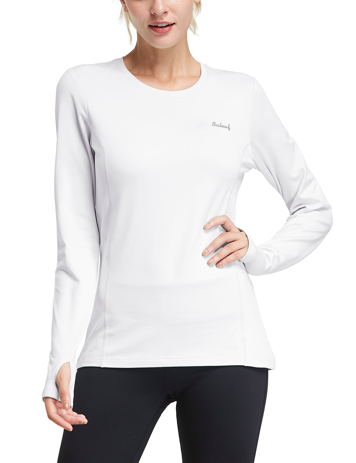 Baleaf Women's Thermal Fleece Tops Long Sleeve Running t-Shirt with ...