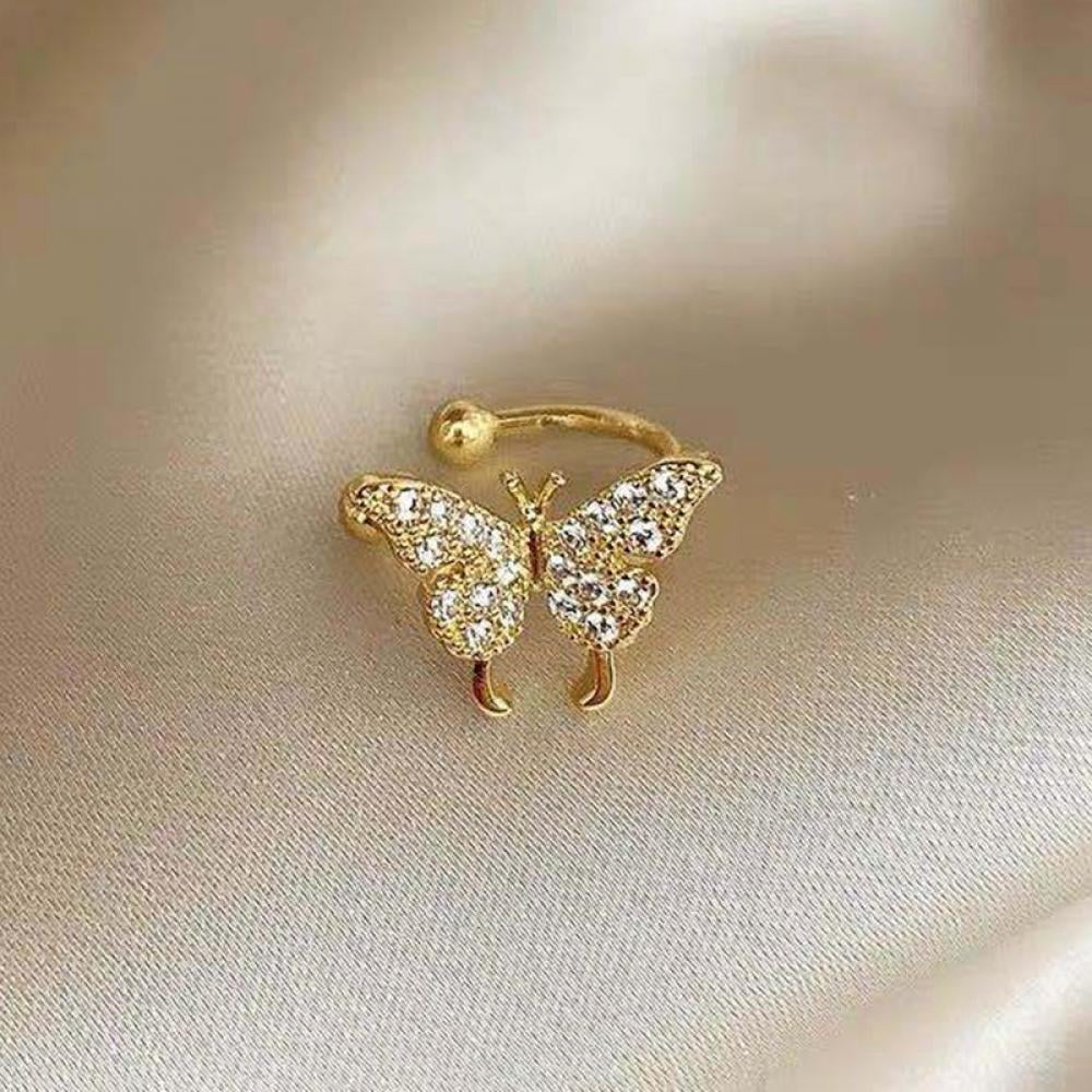 Balems 1Pack Ear Clip Silver Needle Butterfly Forest Super Fairy ...