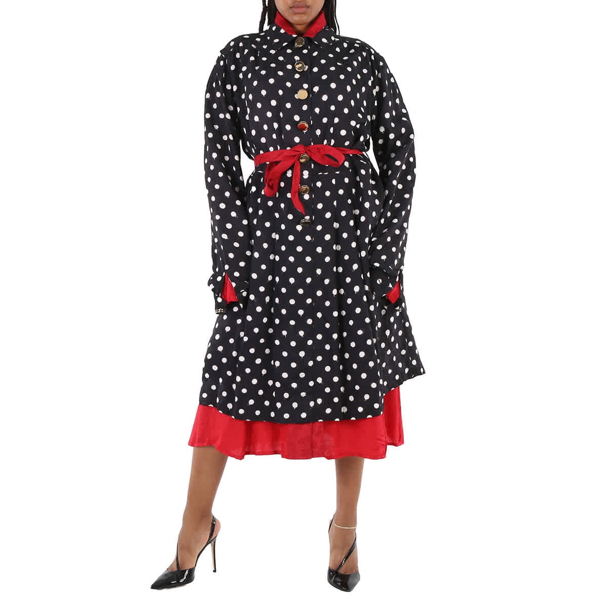 Balenciaga Reversible Belted Polka Dot Dress, Brand Size F34 (US Size 6 ...