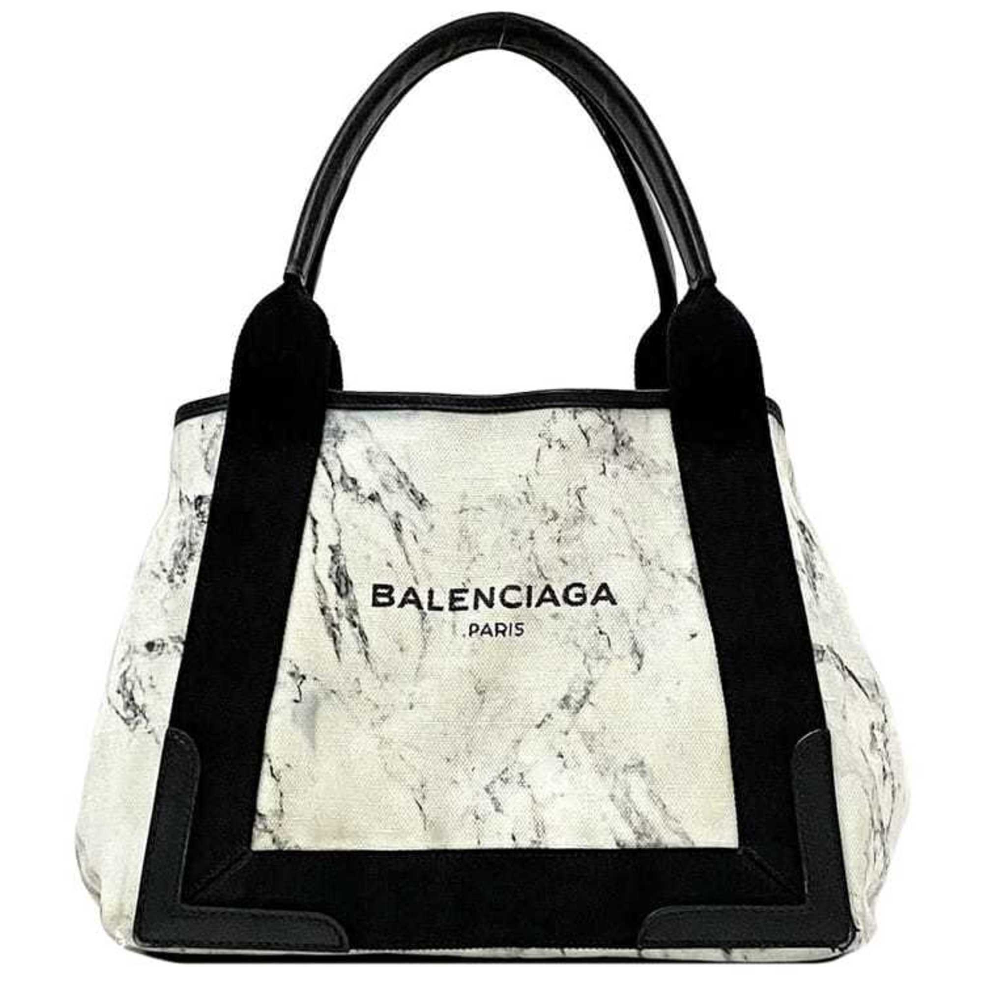 Pre-Owned Balenciaga Tote Bag Navy Small Cabas ec-21670 White Black ...
