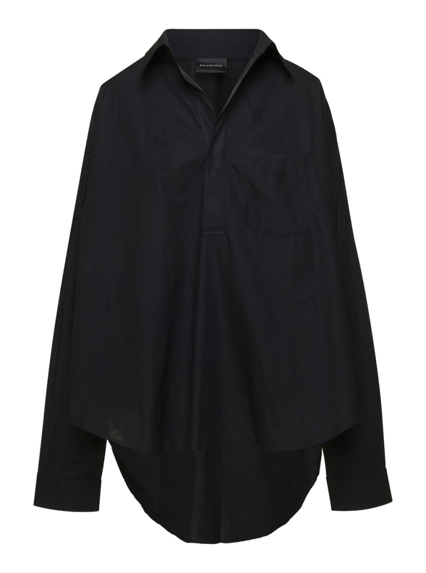 Balenciaga Woman Black Maxi Shirt In Cotton Black Sizes FR 32-58 ...