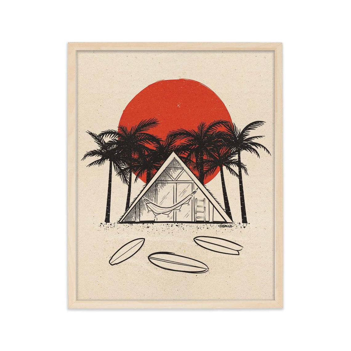 Balerfornia Surf Shack A-Frame Hut Art Poster Print, Island Life ...
