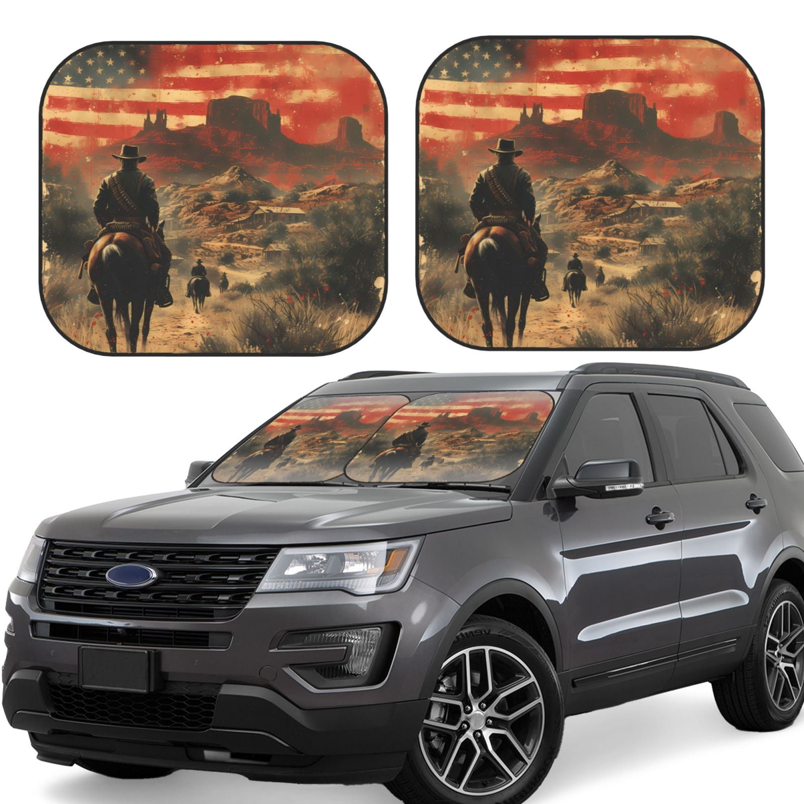 Balery 2 Piece 1860s Style American Cowboy Car Windshield Sun Shade ...