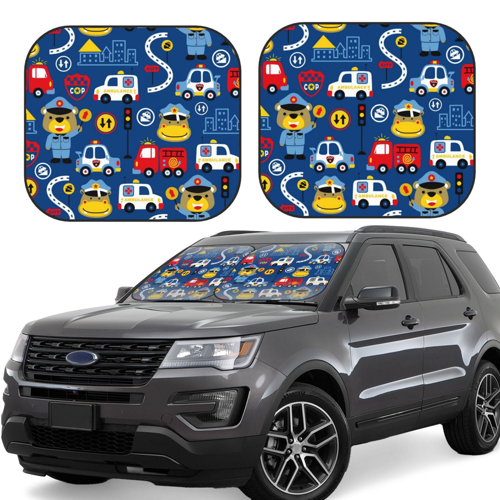 Balery 2 Piece Animals Rescue Team Car Windshield Sun Shade|Foldable ...