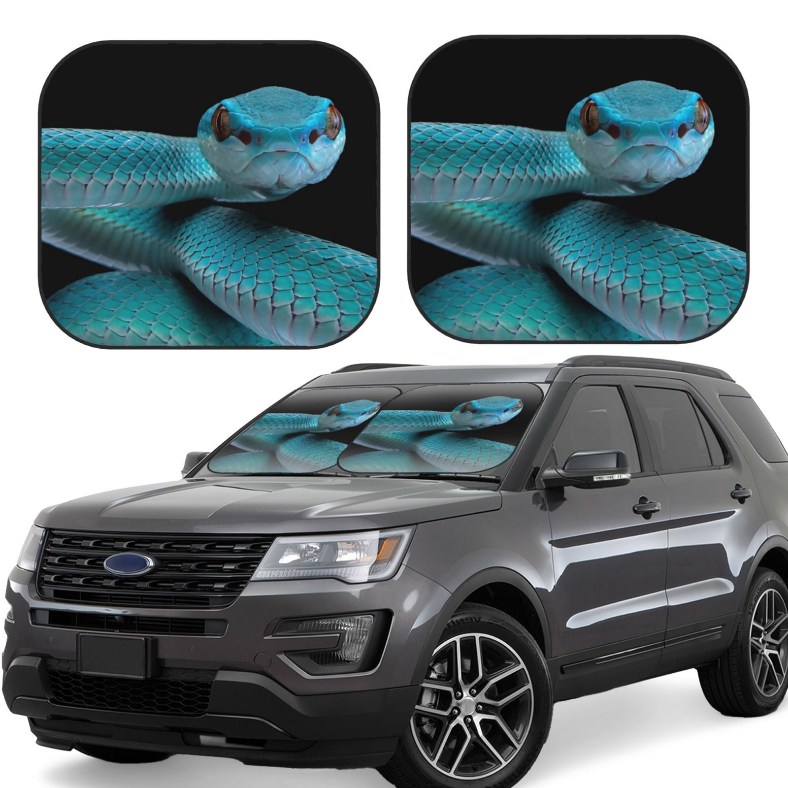 Balery 2 Piece Blue Viper Snake1 Car Windshield Sun Shade|Foldable ...
