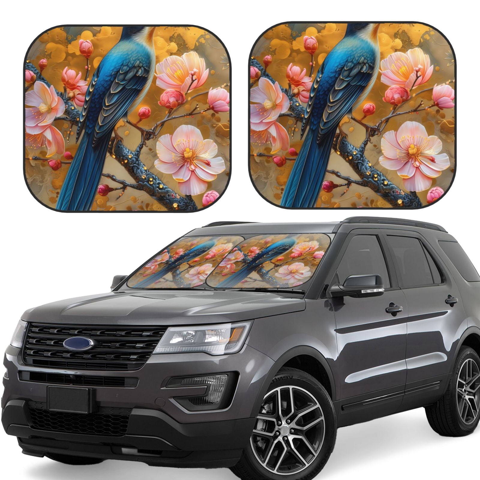 Balery 2 Piece Bluebird Blossom Elegance Car Windshield Sun Shade ...