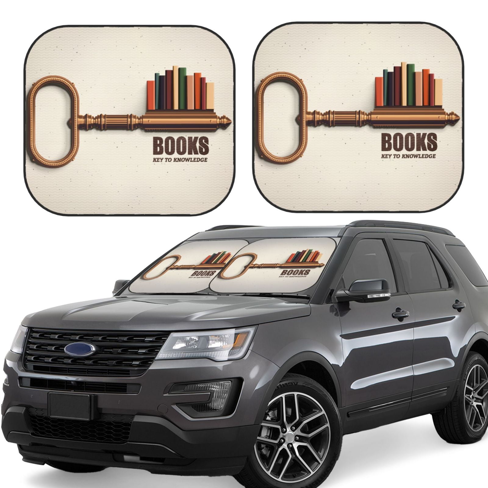 Balery 2 Piece Books Key To Knowledge Car Windshield Sun Shade|Foldable ...