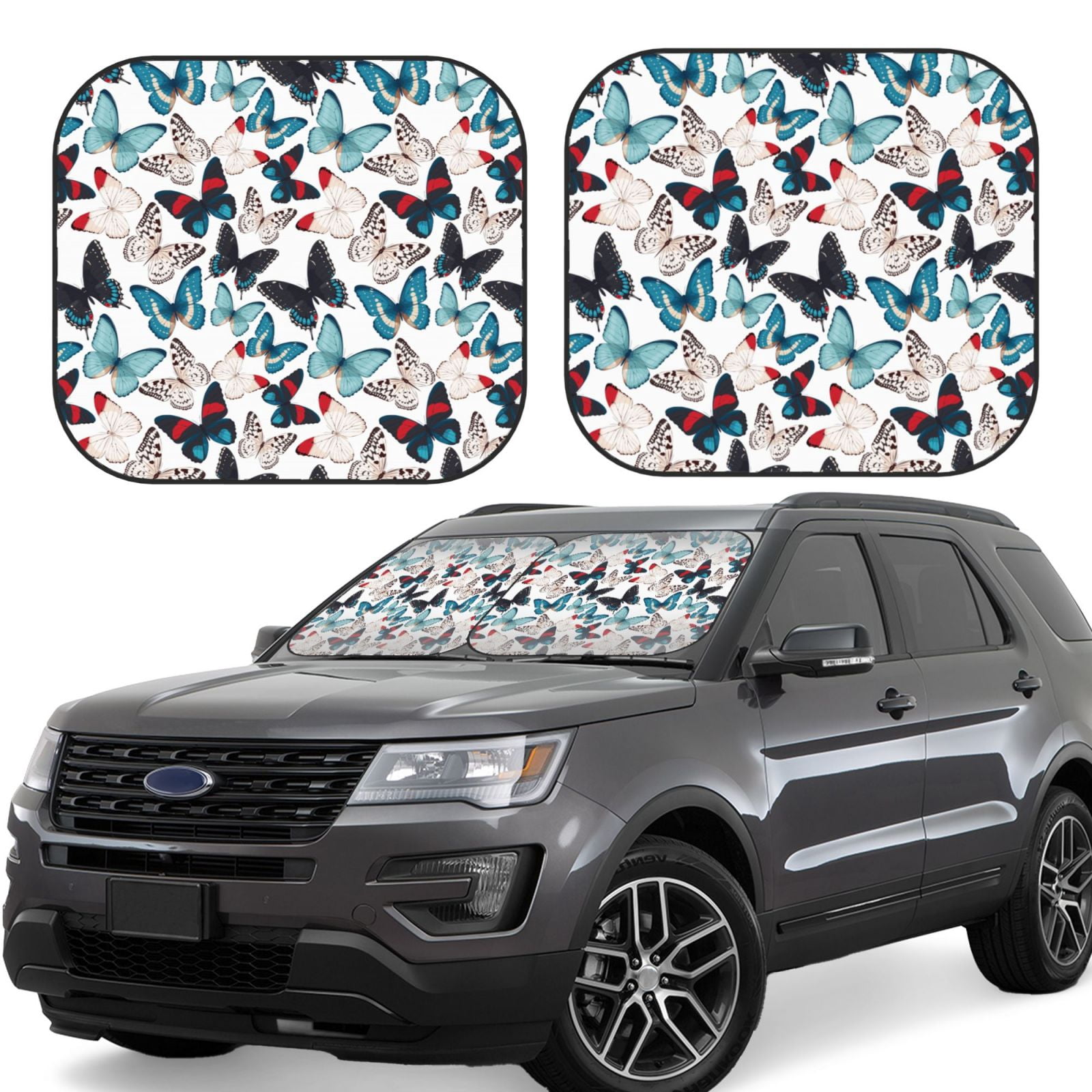Balery 2 Piece Butterfly Car Windshield Sun Shade|Foldable Front ...