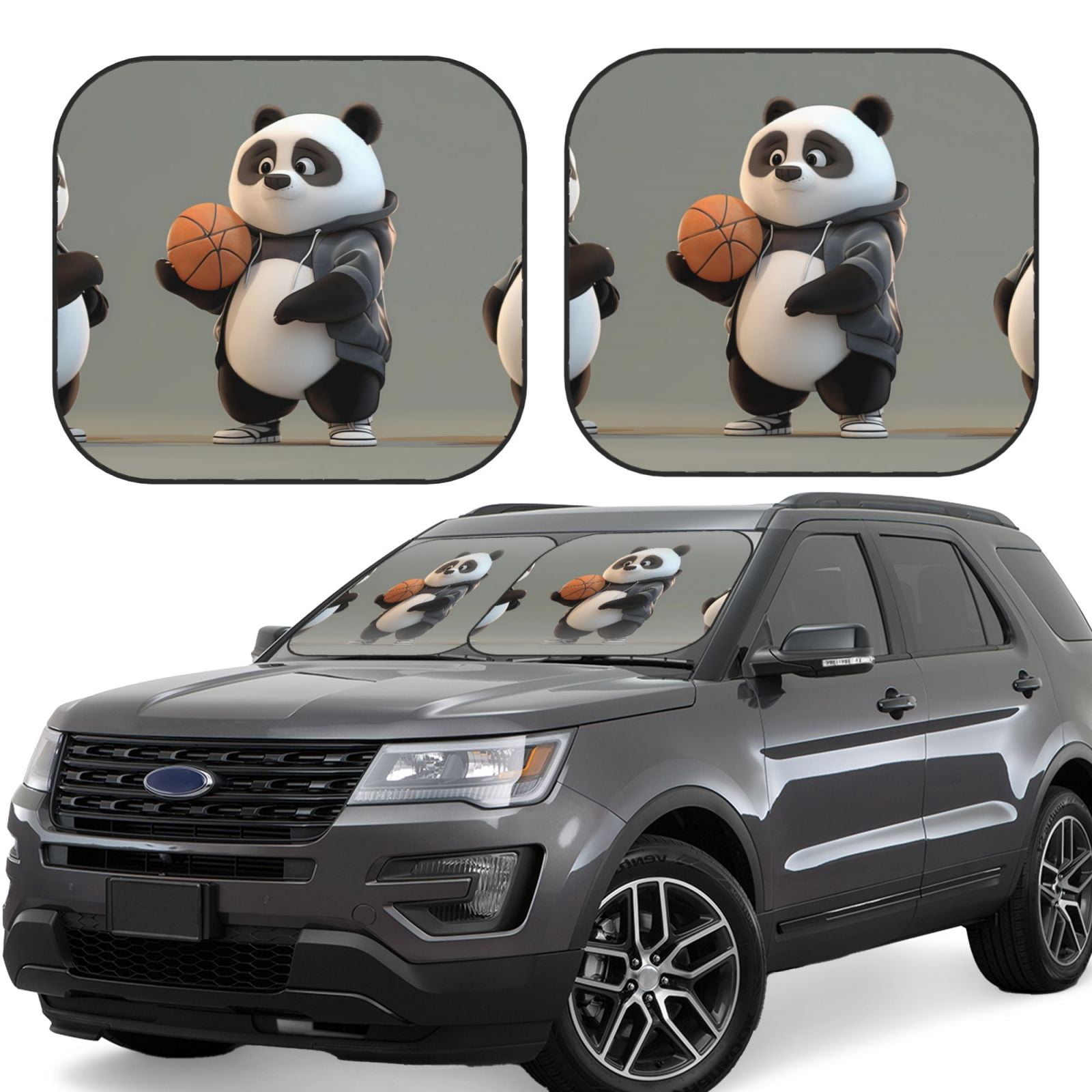 Balery 2 Piece Cartoon Pandas Basketball Car Windshield Sun Shade ...