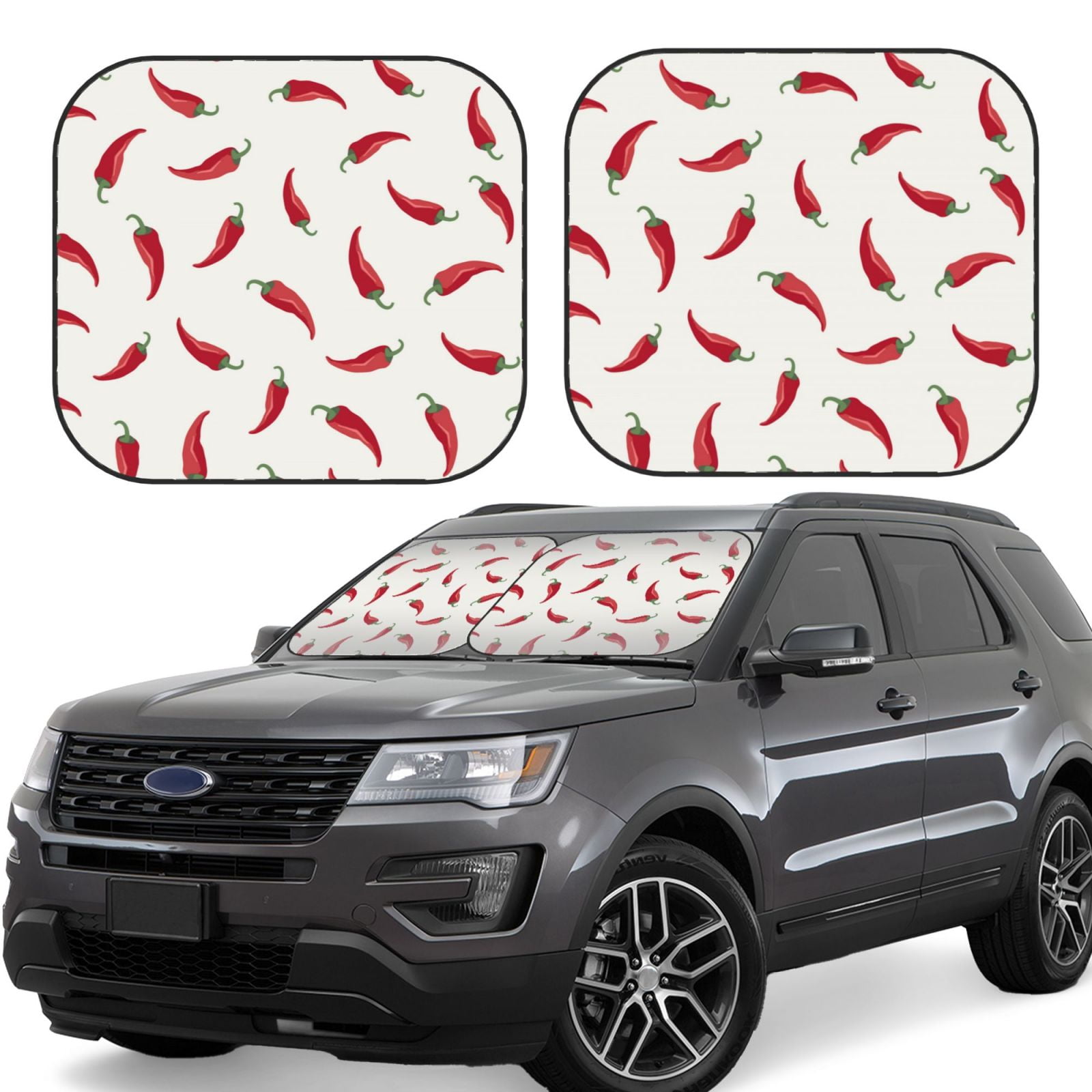 Balery 2 Piece Chili Car Windshield Sun Shade|Foldable Front Windshield ...