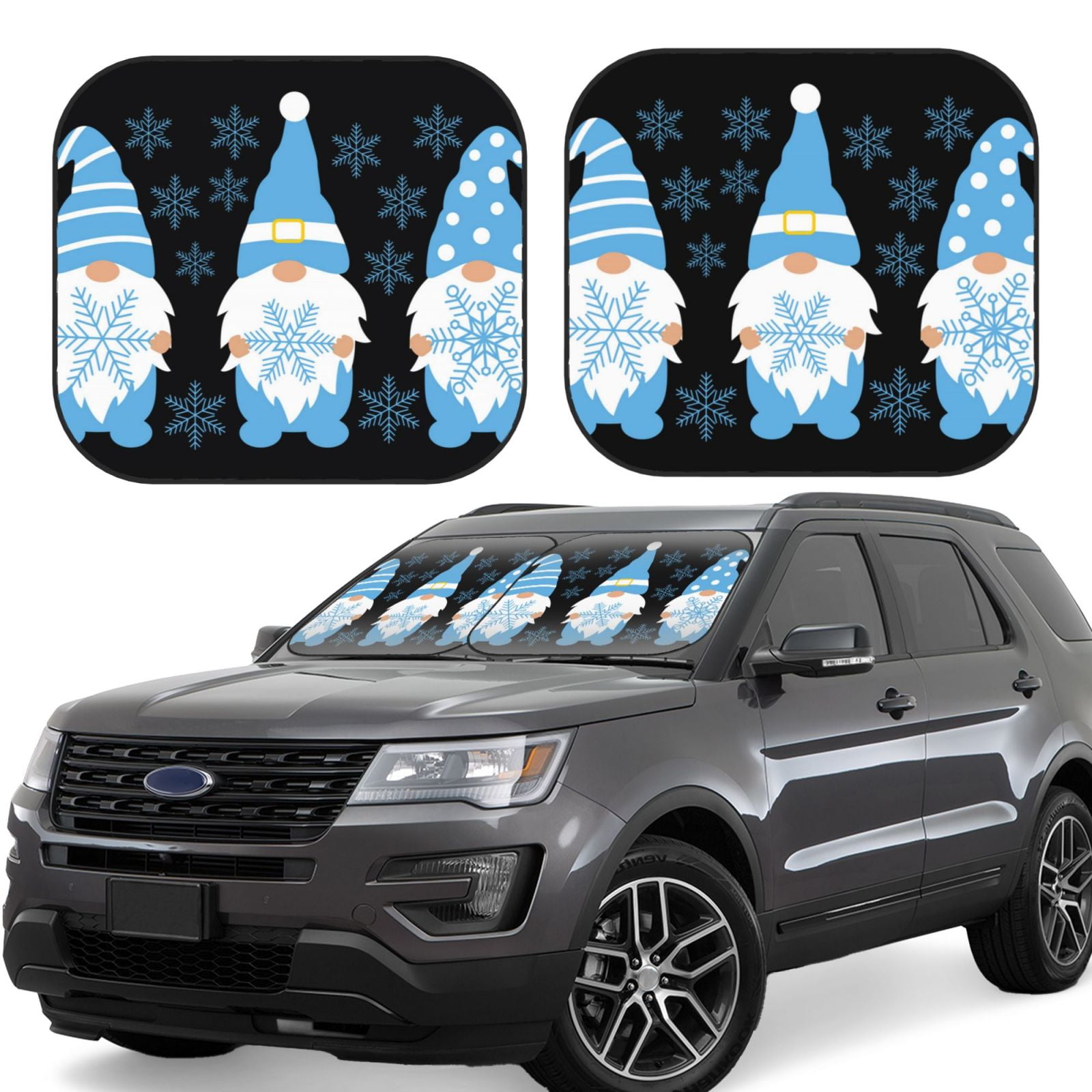 Balery 2 Piece Christmas Gnome Snowflake Car Windshield Sun Shade ...