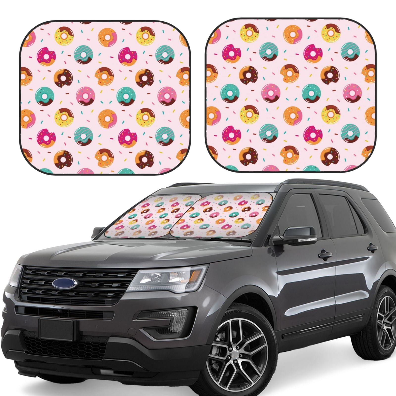 Balery 2 Piece Colorful Donuts Car Windshield Sun Shade|Foldable Front ...